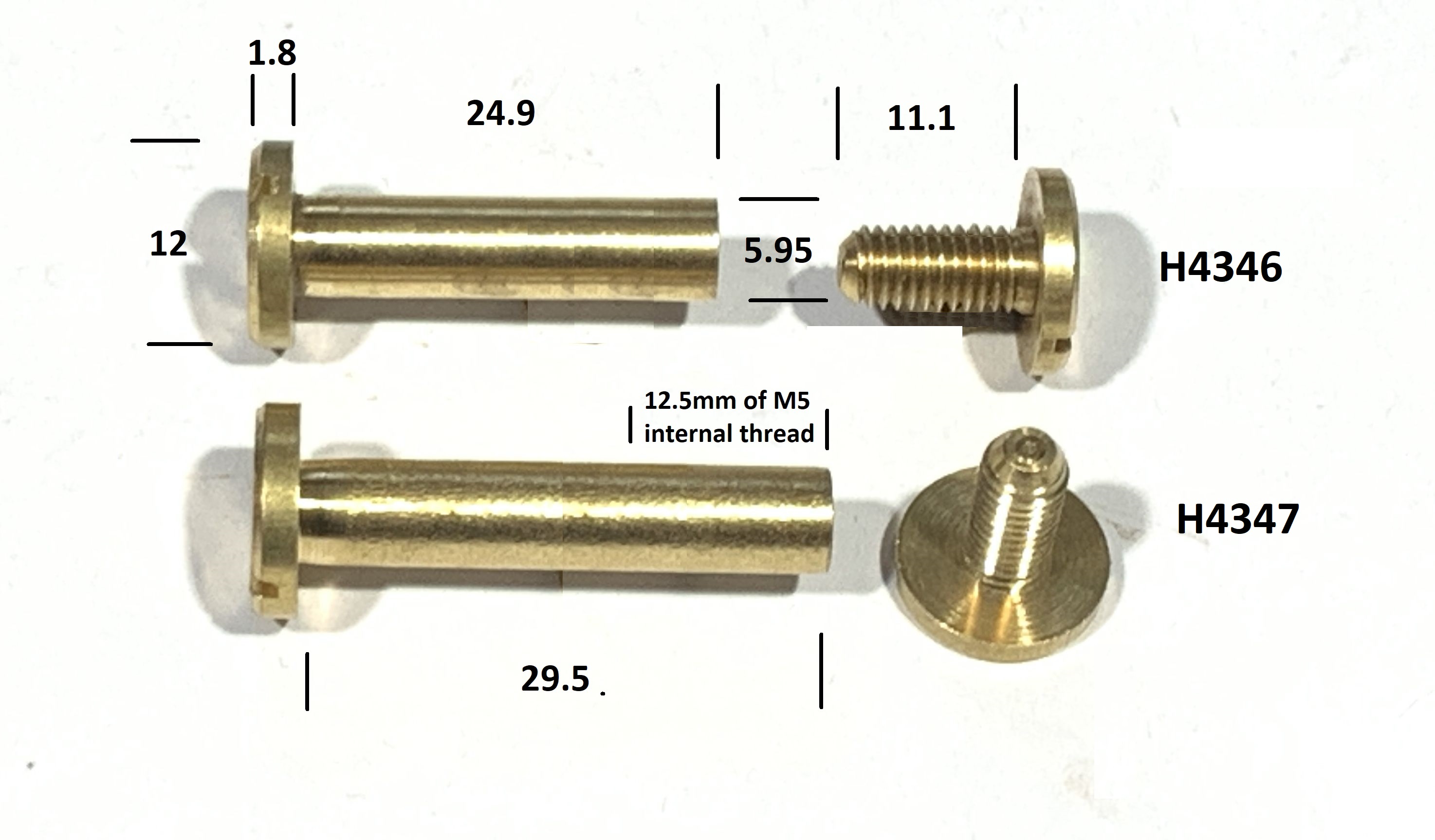 Rivets-Screwed : Connector, Cabinet, Solid Brass, 6mm Thread, 4 pcs - [Y10]