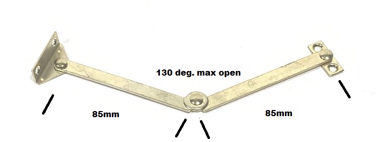 Box Lid Stays : Stay, Box Lid, Folding, Brass Plated Steel